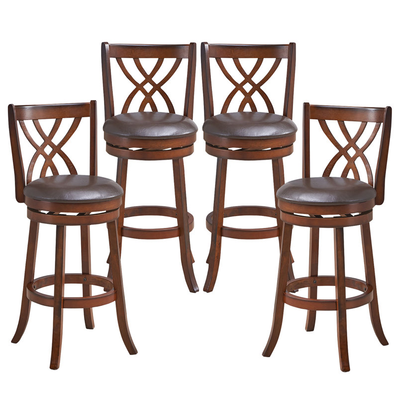 Red Barrel Studio Swivel Counter Height Dining Pub Chairs with Rubber Wood Legs & Reviews | Wayfair